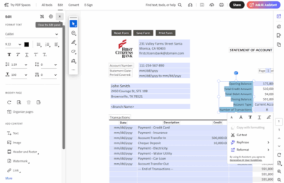 8 Ways to Edit Bank Statement PDF Safely and Professionally - itselectable